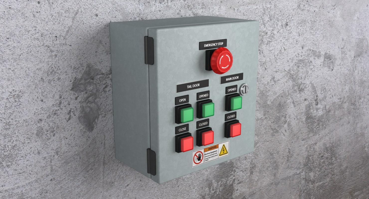 3d hangar doors control panel model