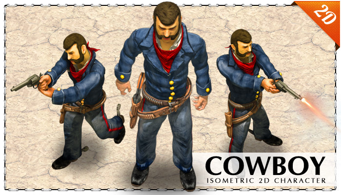 Animation 2d cowboy revolver