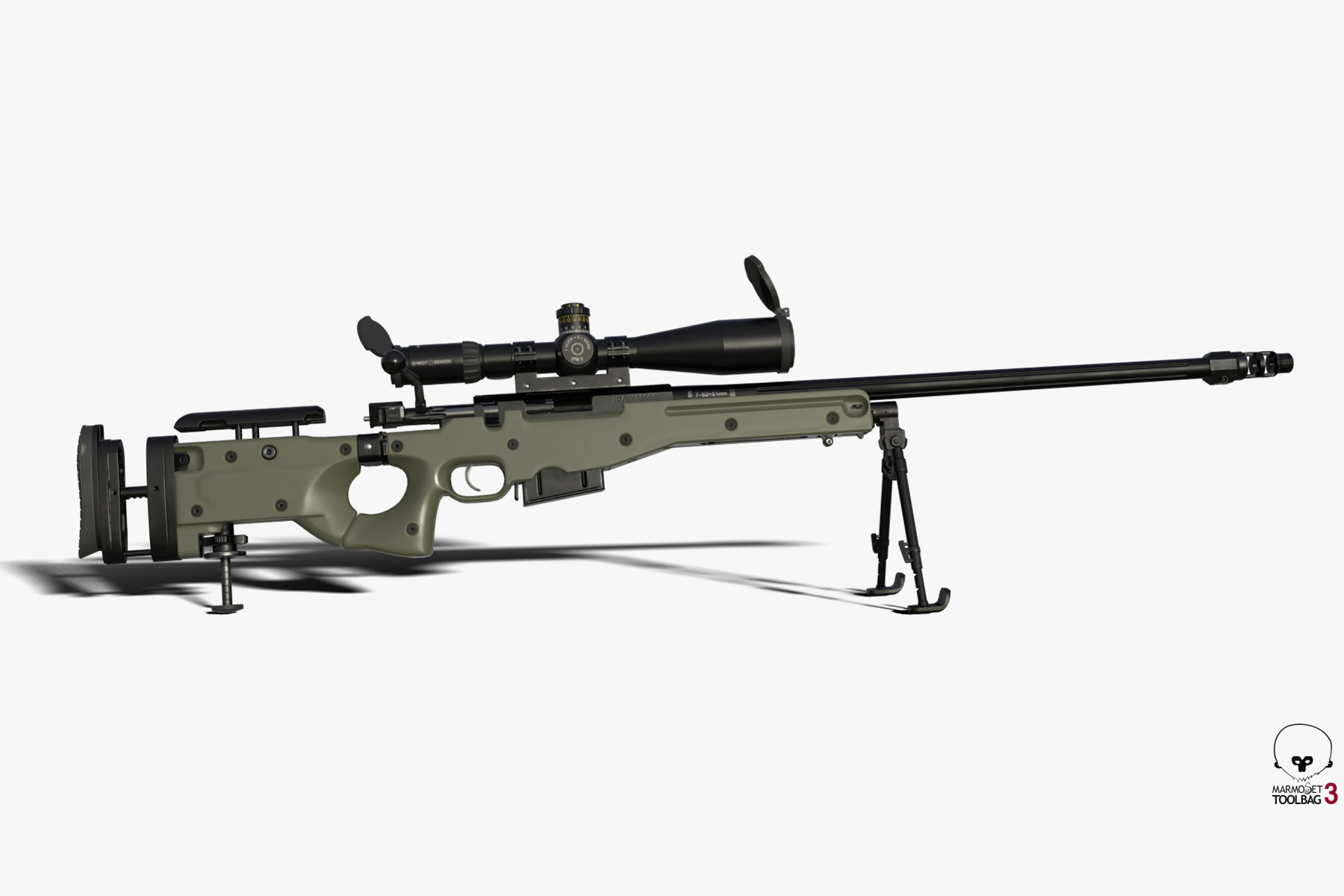 3d sniper rifle l96a1 model