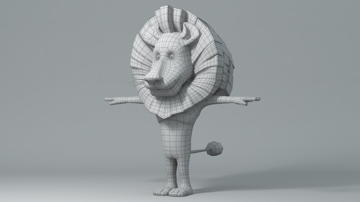 3d cartoon lion rigged model