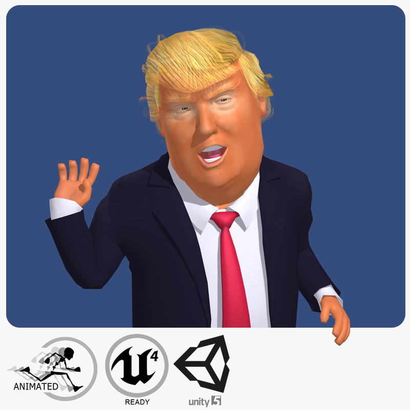 3d rigged cartoon donald trump model