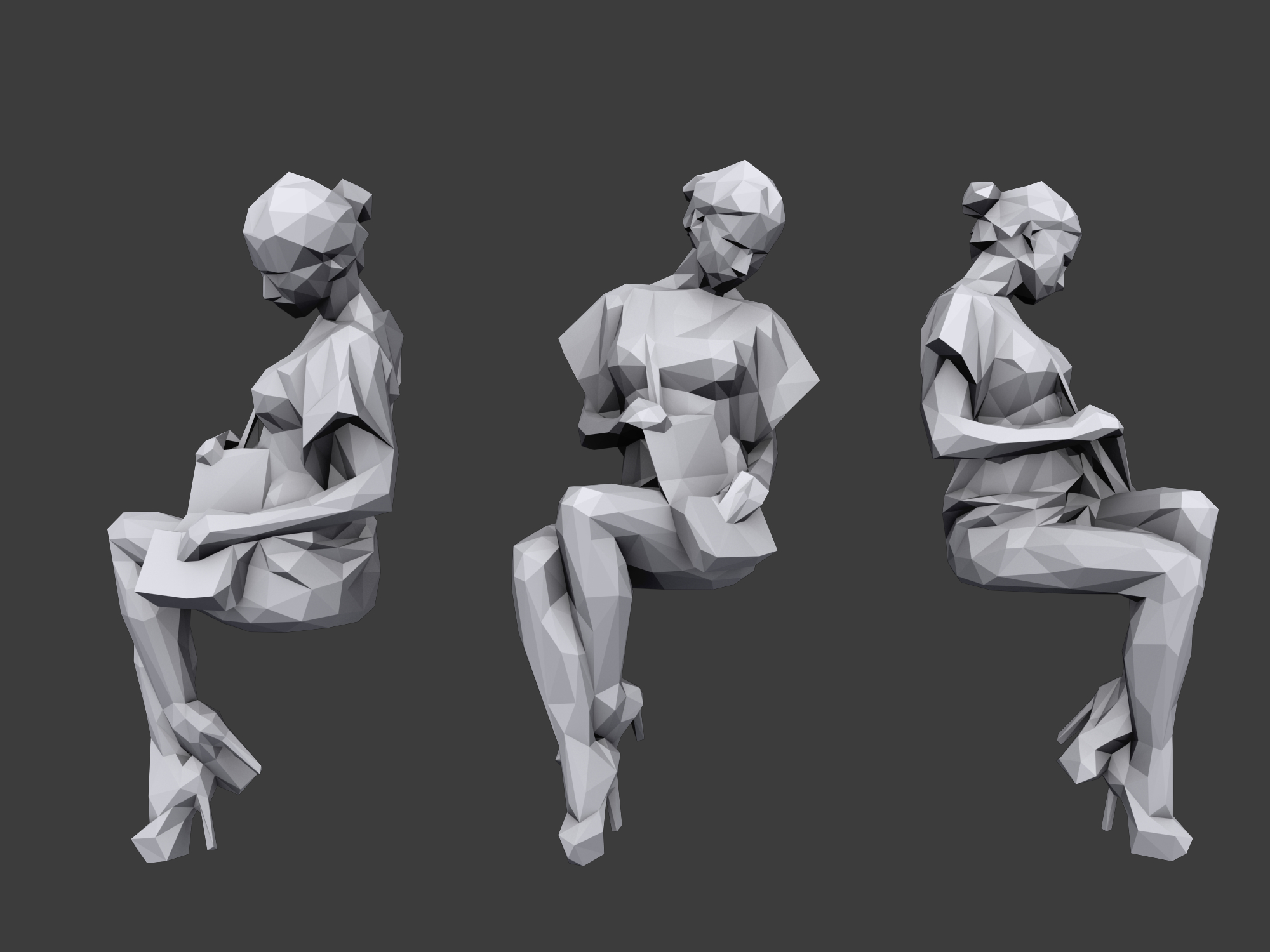 3d sitting characters