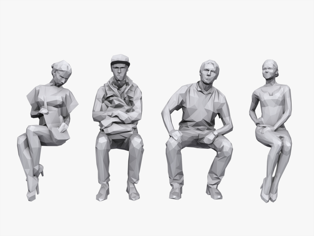 3d sitting characters