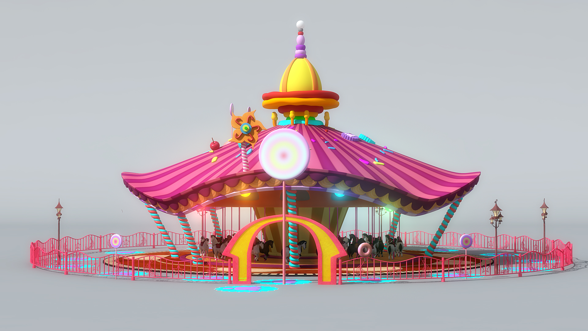 3d model cartoon carrousel