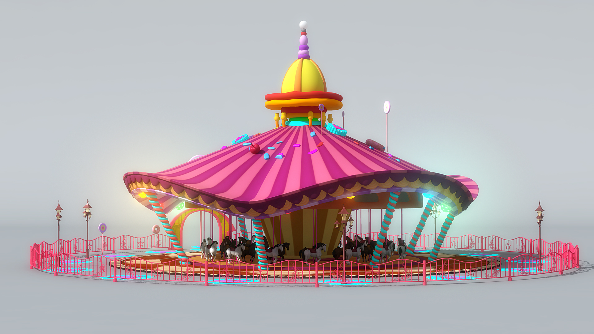 3d model cartoon carrousel