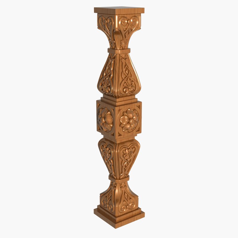 3d model carved wooden column