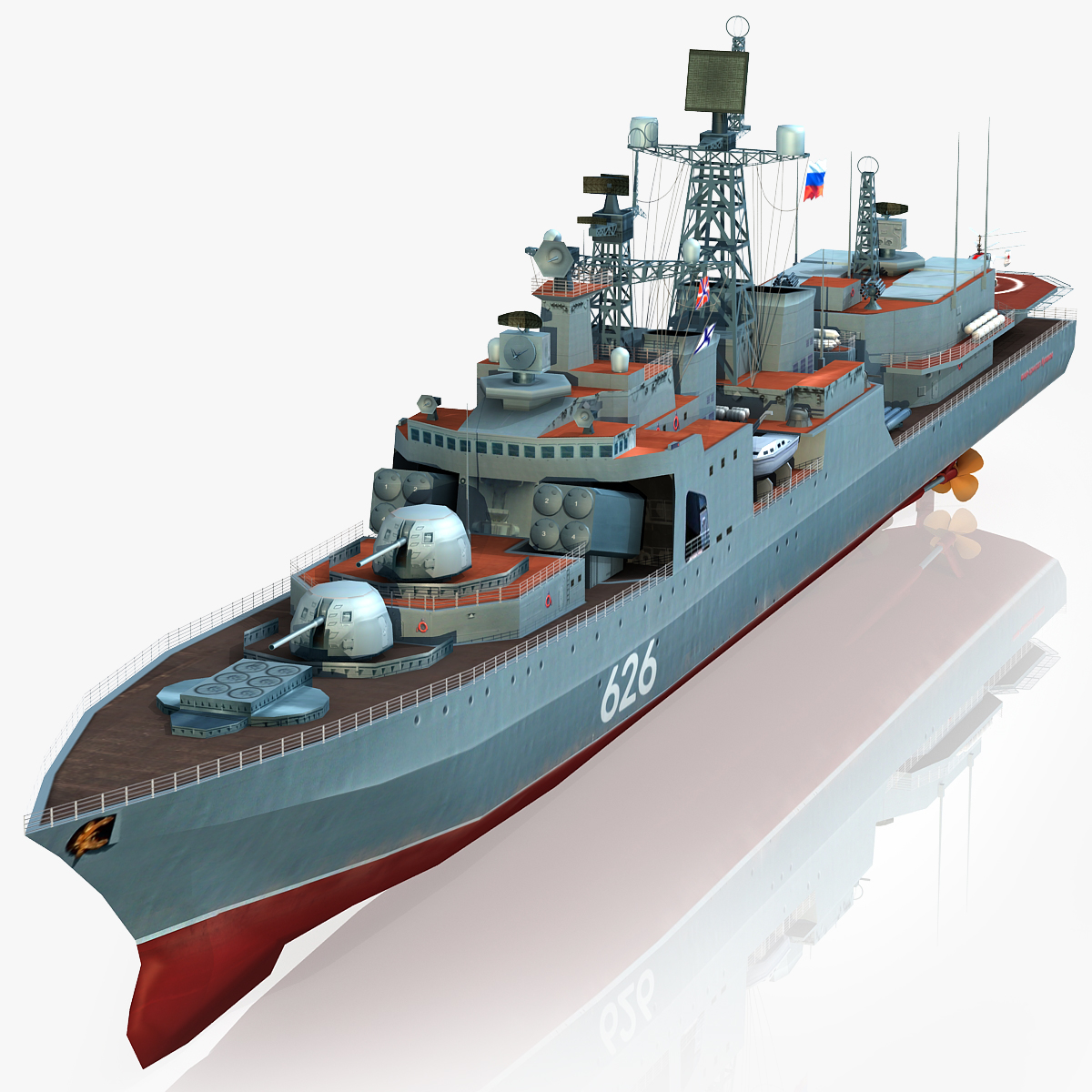 3d model udaloy class destroyer russian