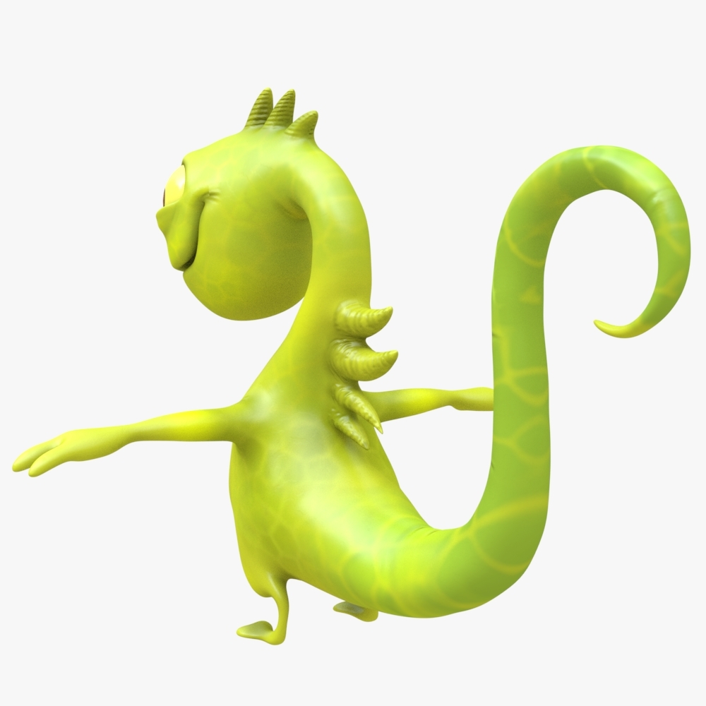 3d model iguana cartoon character