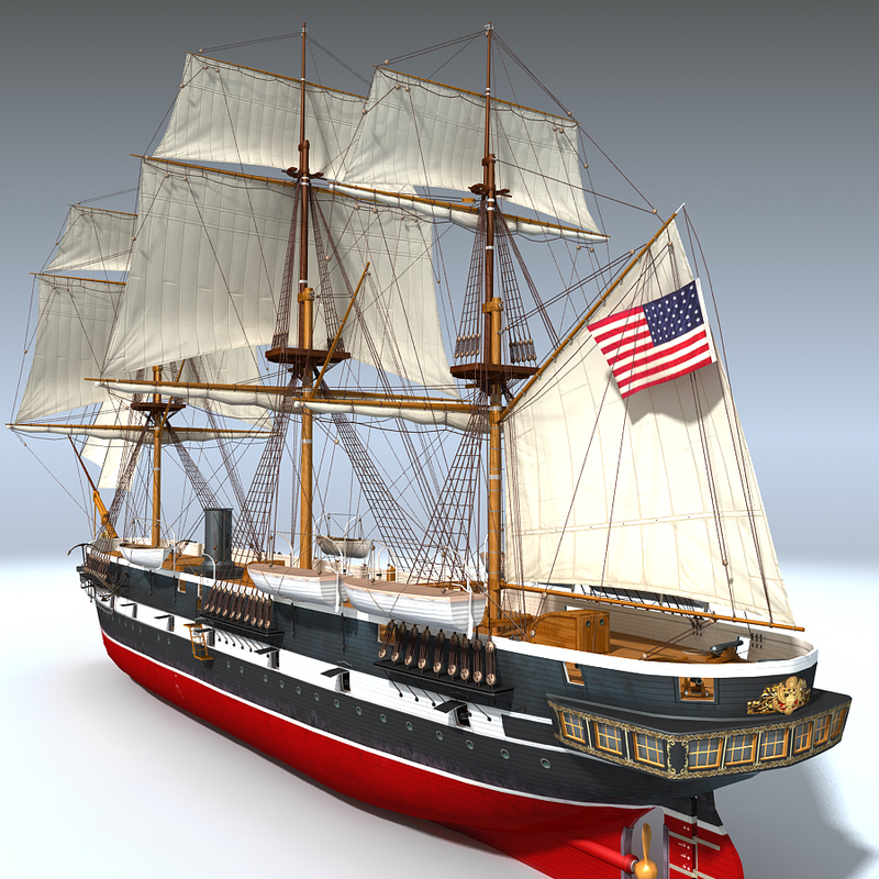3d sail steam frigate