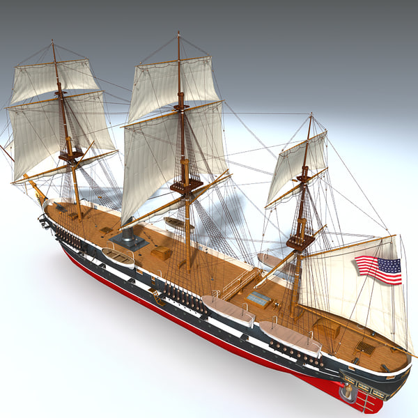 3d sail steam frigate