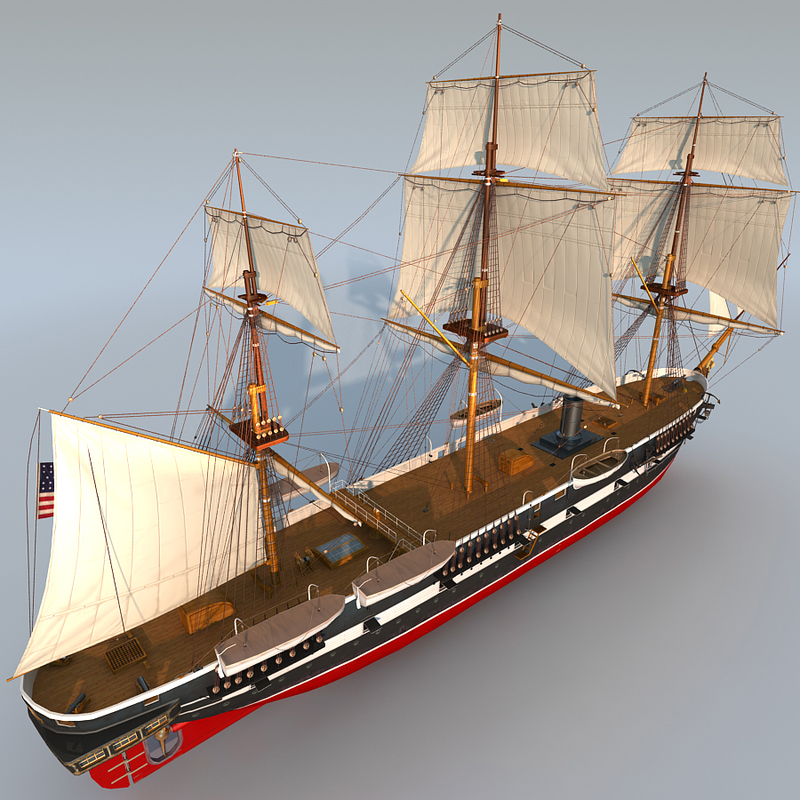 3d sail steam frigate