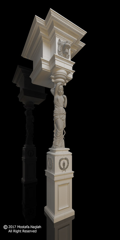 luxurious column sculpture 3d model