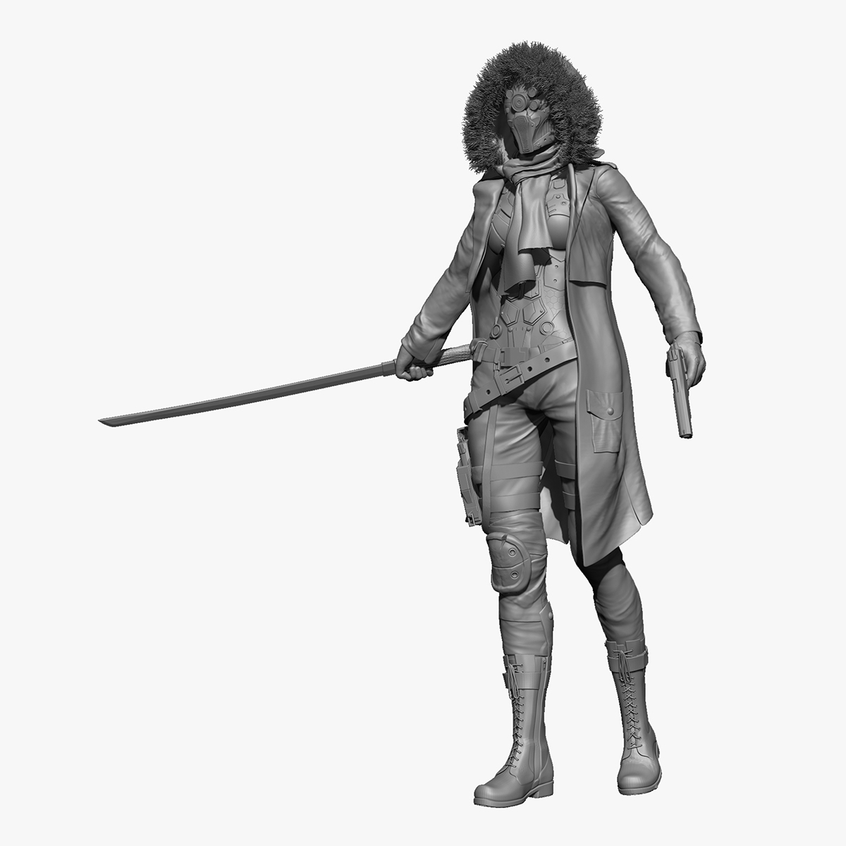 3d model woman cyborg zbrush