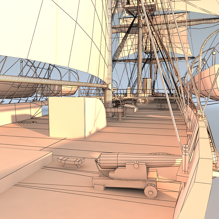 3d sail steam frigate