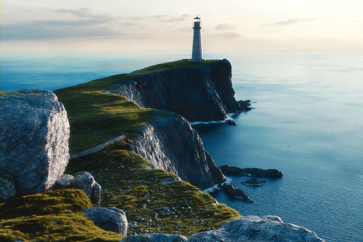 3d model light house cliff