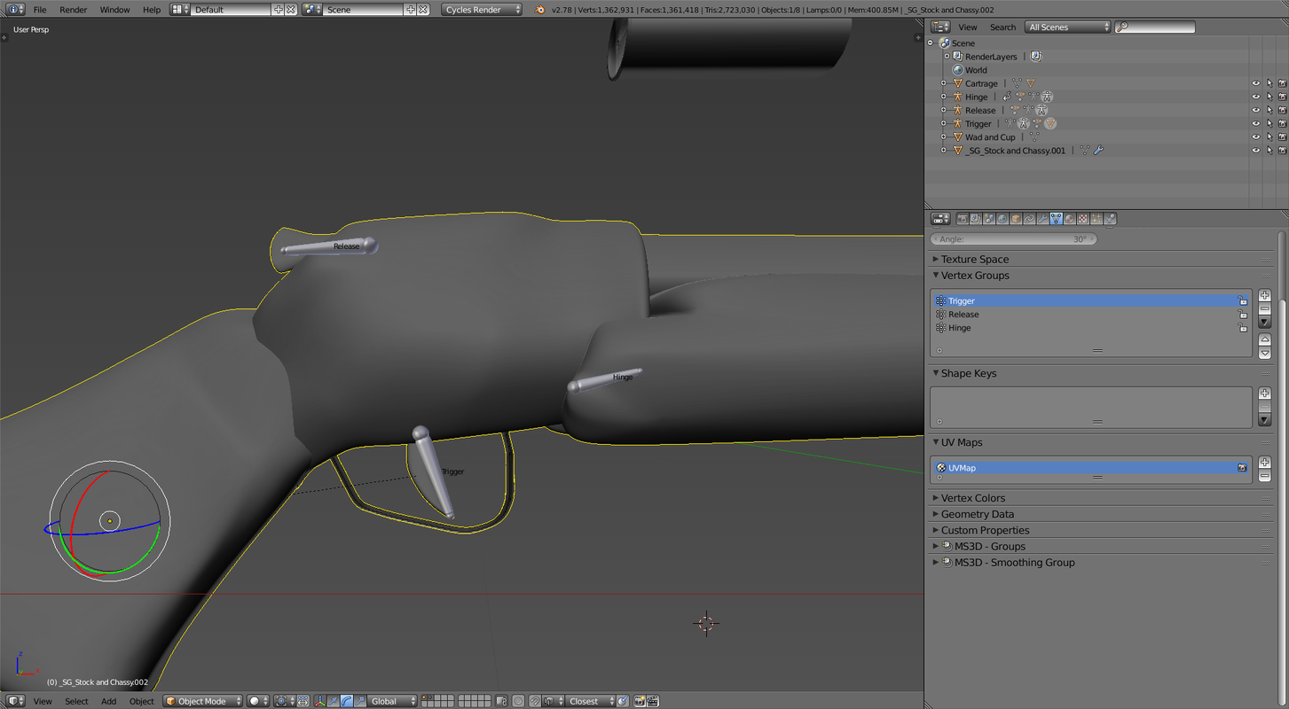 3d model breech loading shotgun