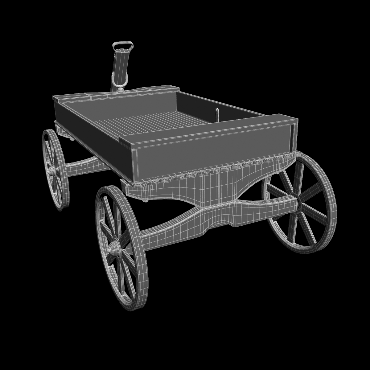 3d wooden wagon model