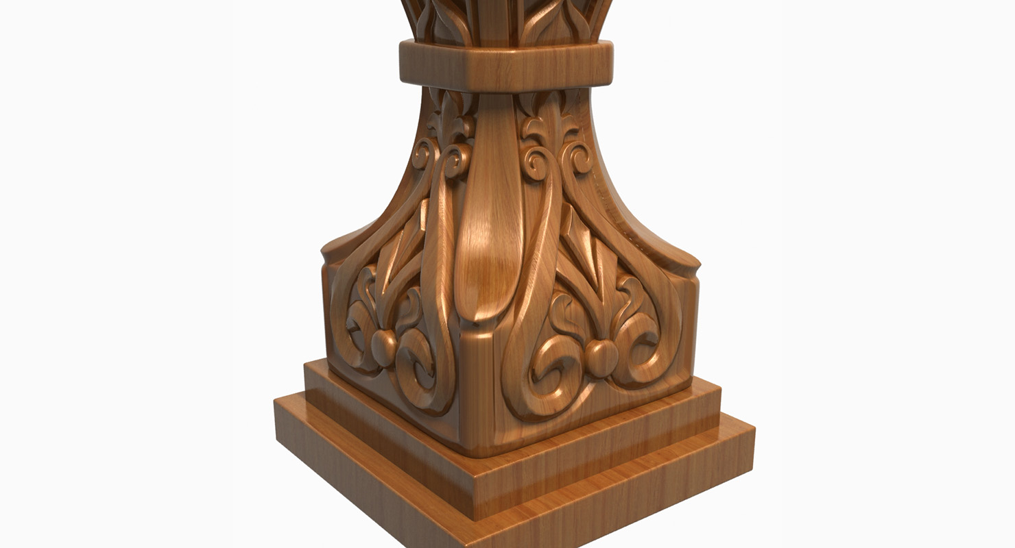 3d model carved wooden column