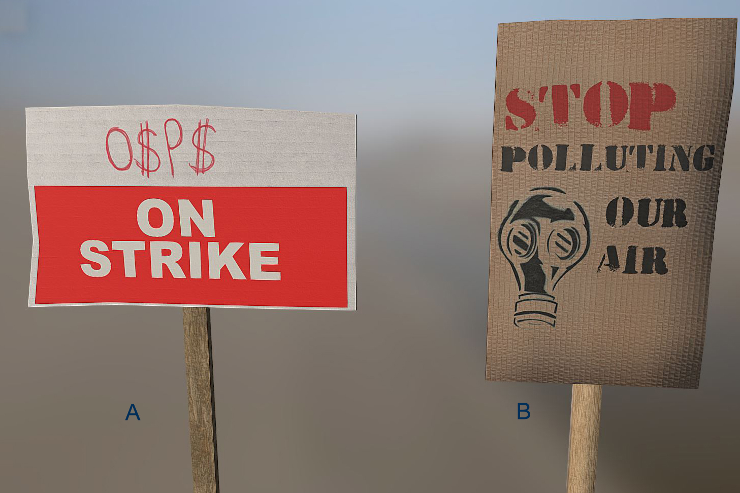 strike protest signs ready 3d model