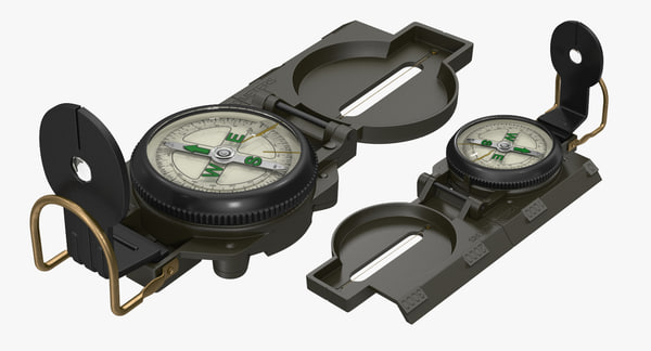 army pocket multifunction compass 3d model