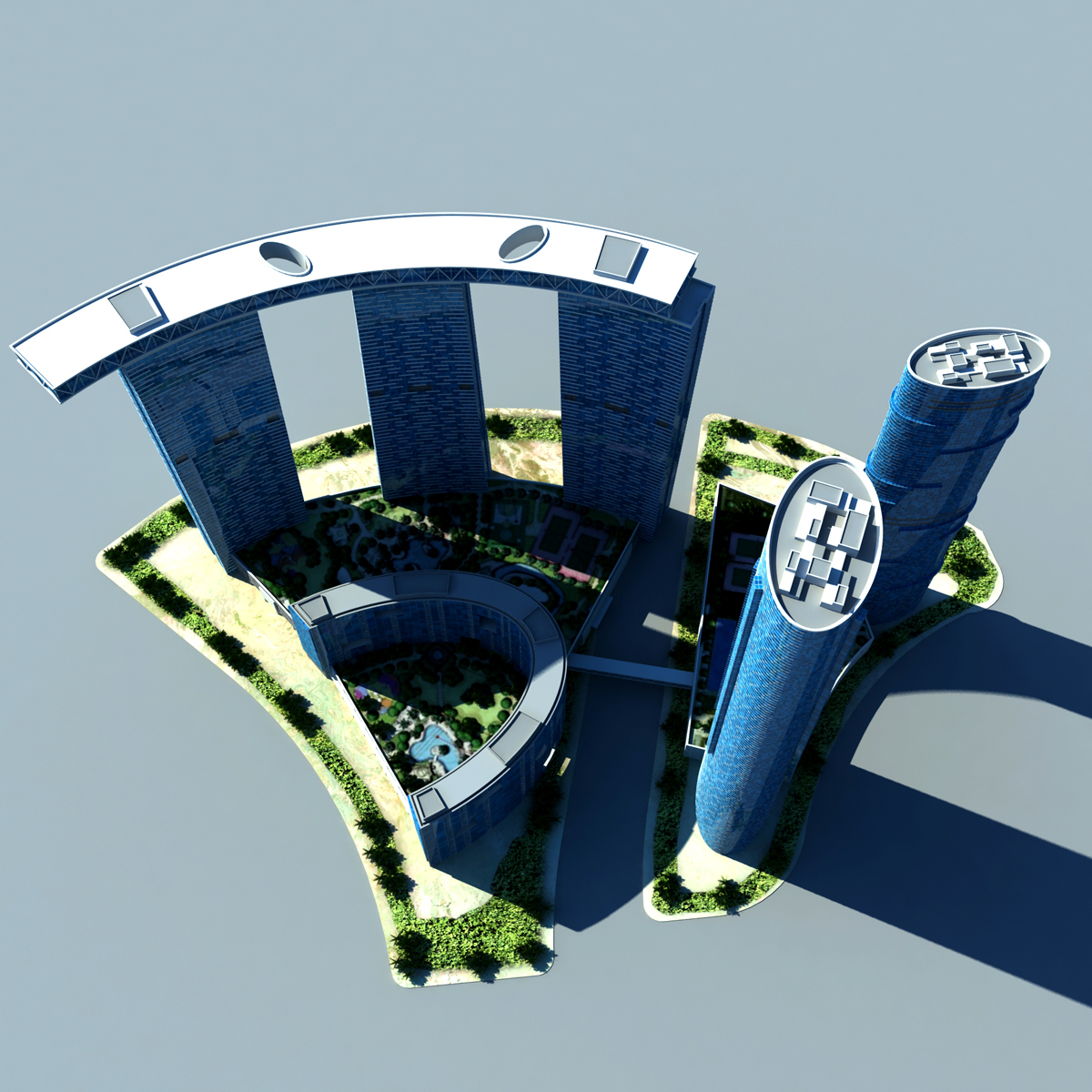 3d model gate district towers