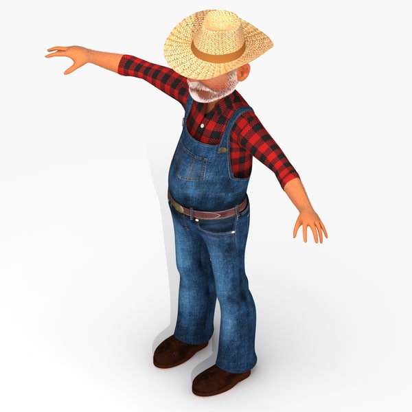 rigged cartoon farmer 3d model