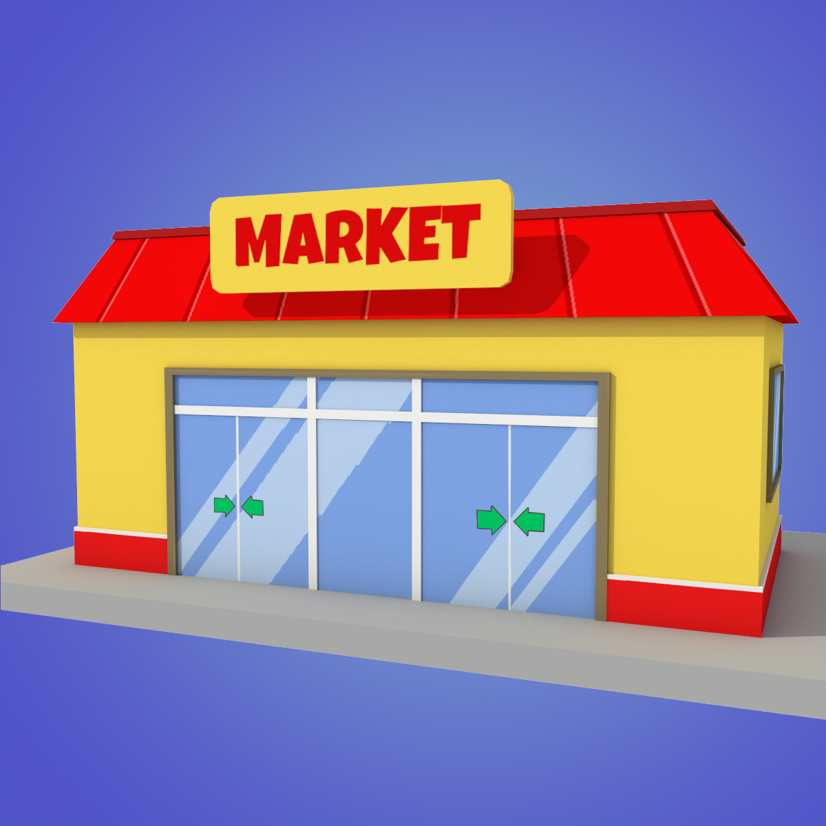 modelo 3d mercado de dibujos animados de baja poli - TurboSquid 1126503