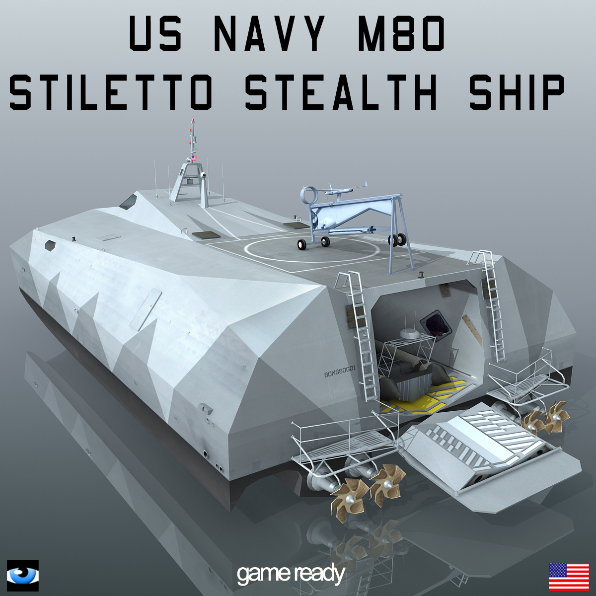 navy m80 stiletto stealth ship 3d model