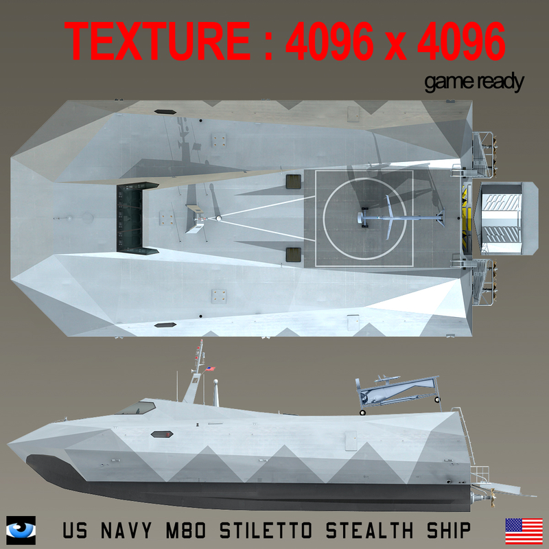 navy m80 stiletto stealth ship 3d model