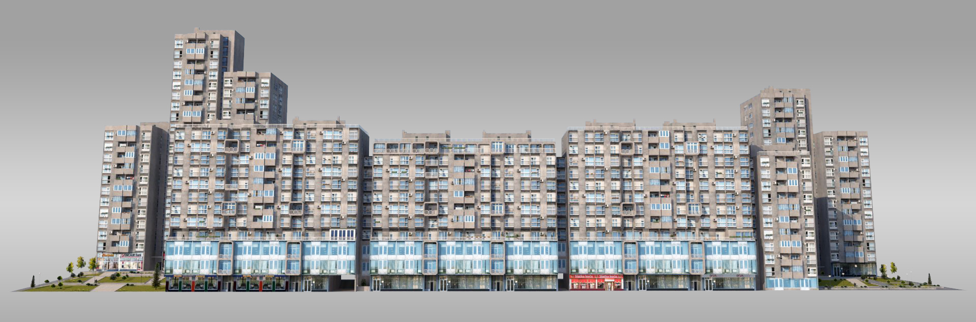 concrete complex residential 3d 3ds