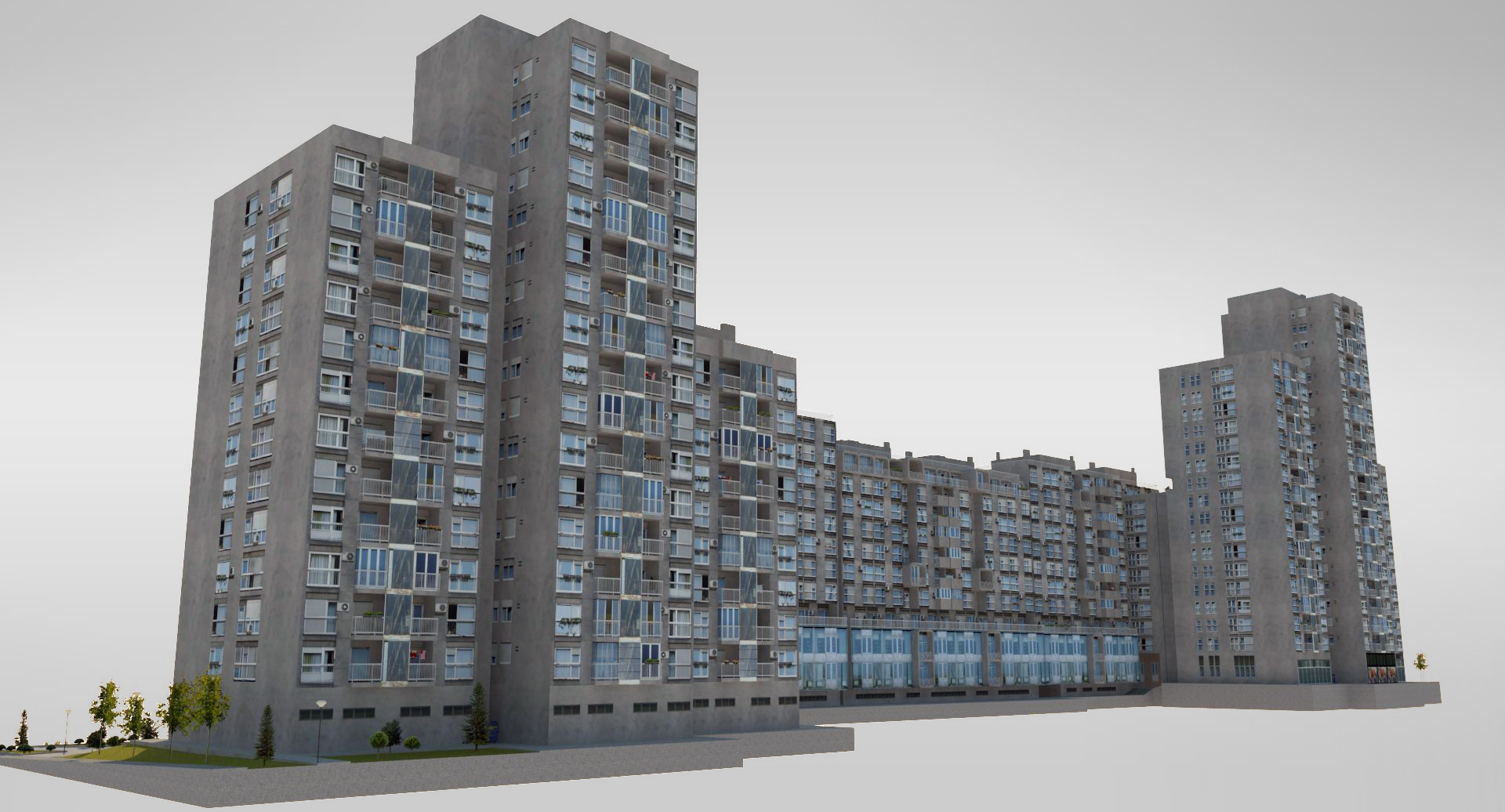concrete complex residential 3d 3ds