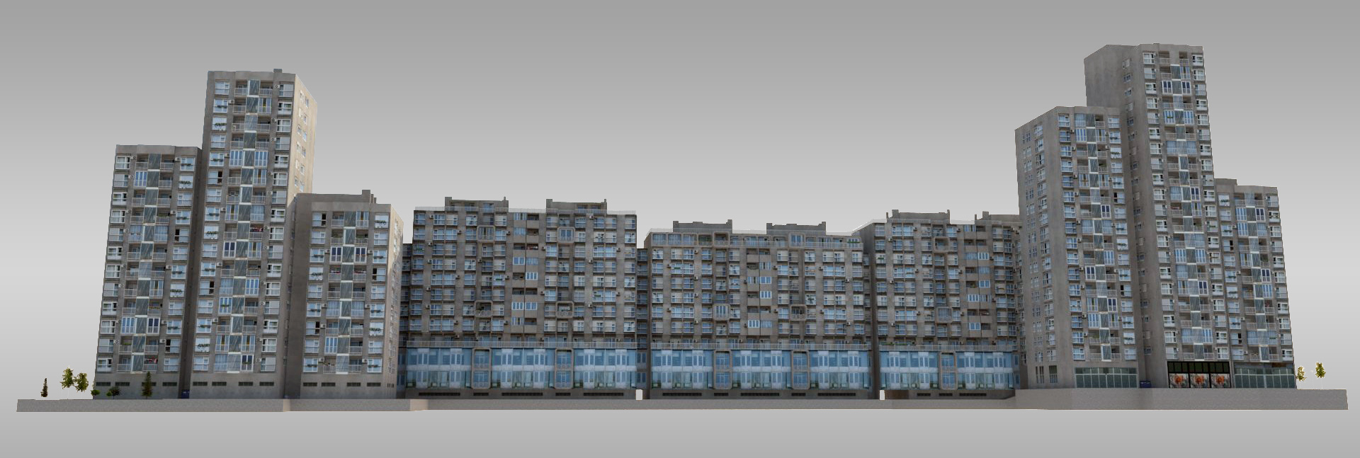 concrete complex residential 3d 3ds