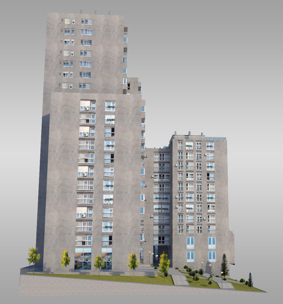 concrete complex residential 3d 3ds