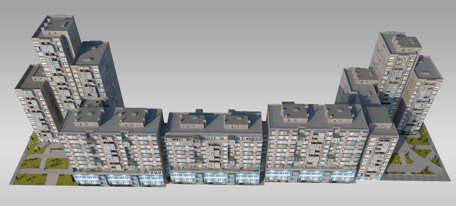 concrete complex residential 3d 3ds