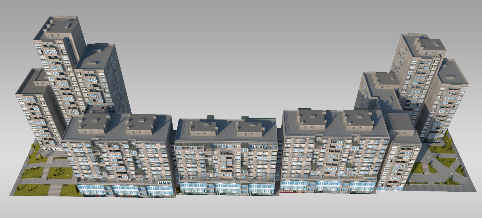 concrete complex residential 3d 3ds