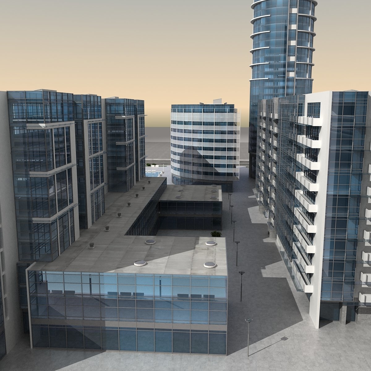 3d modern city buildings model
