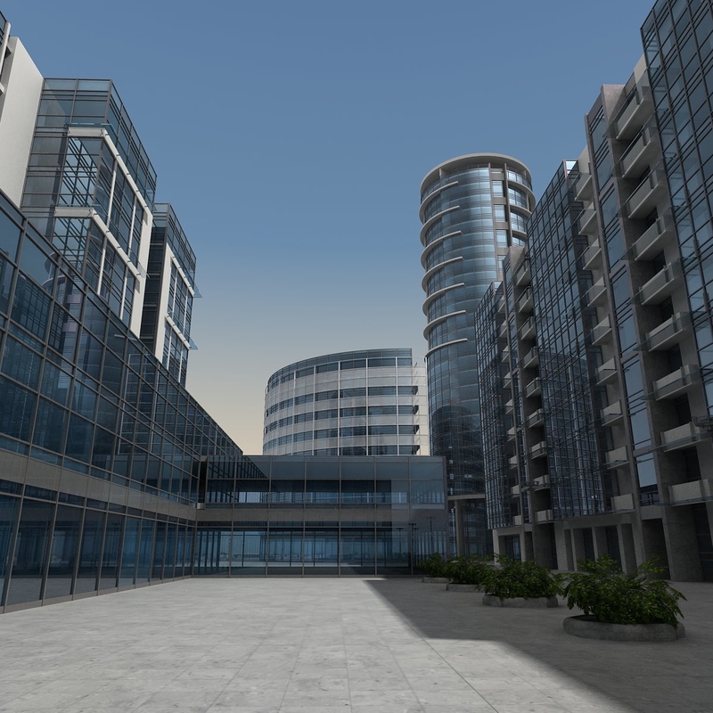 3d modern city buildings model