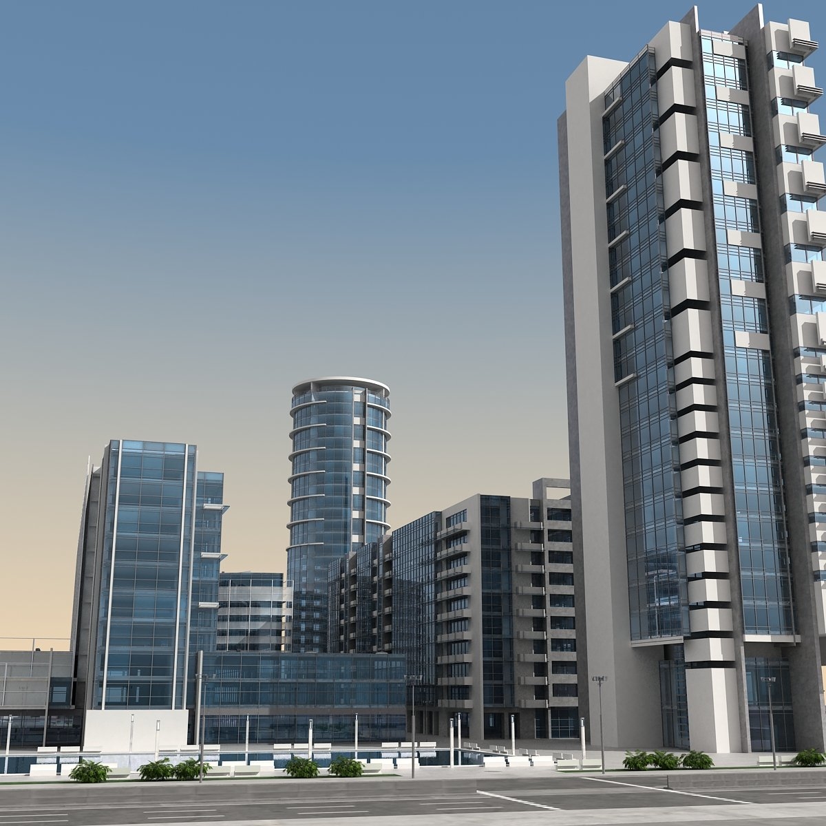 3d modern city buildings model