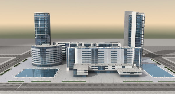 3d modern city buildings model