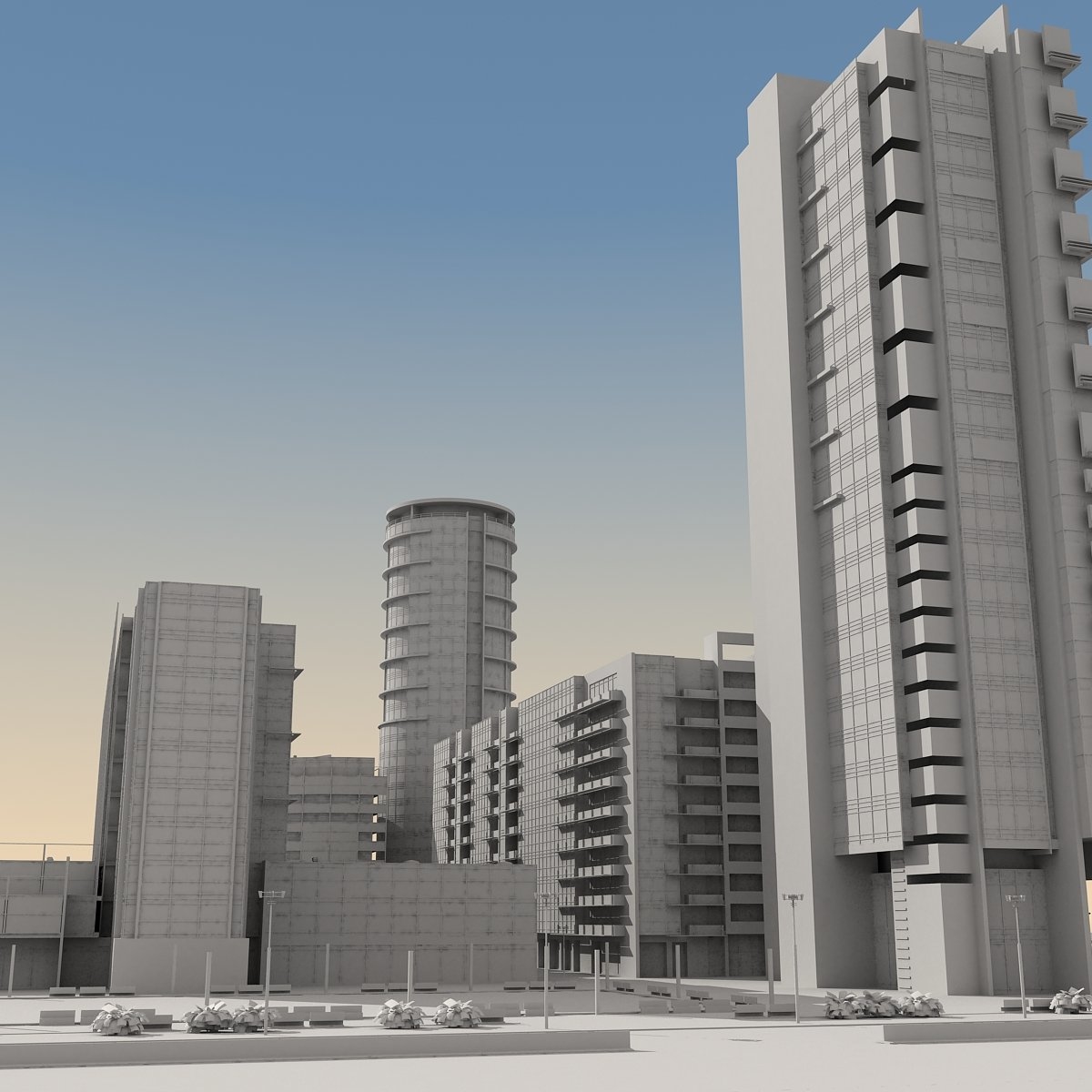 3d modern city buildings model