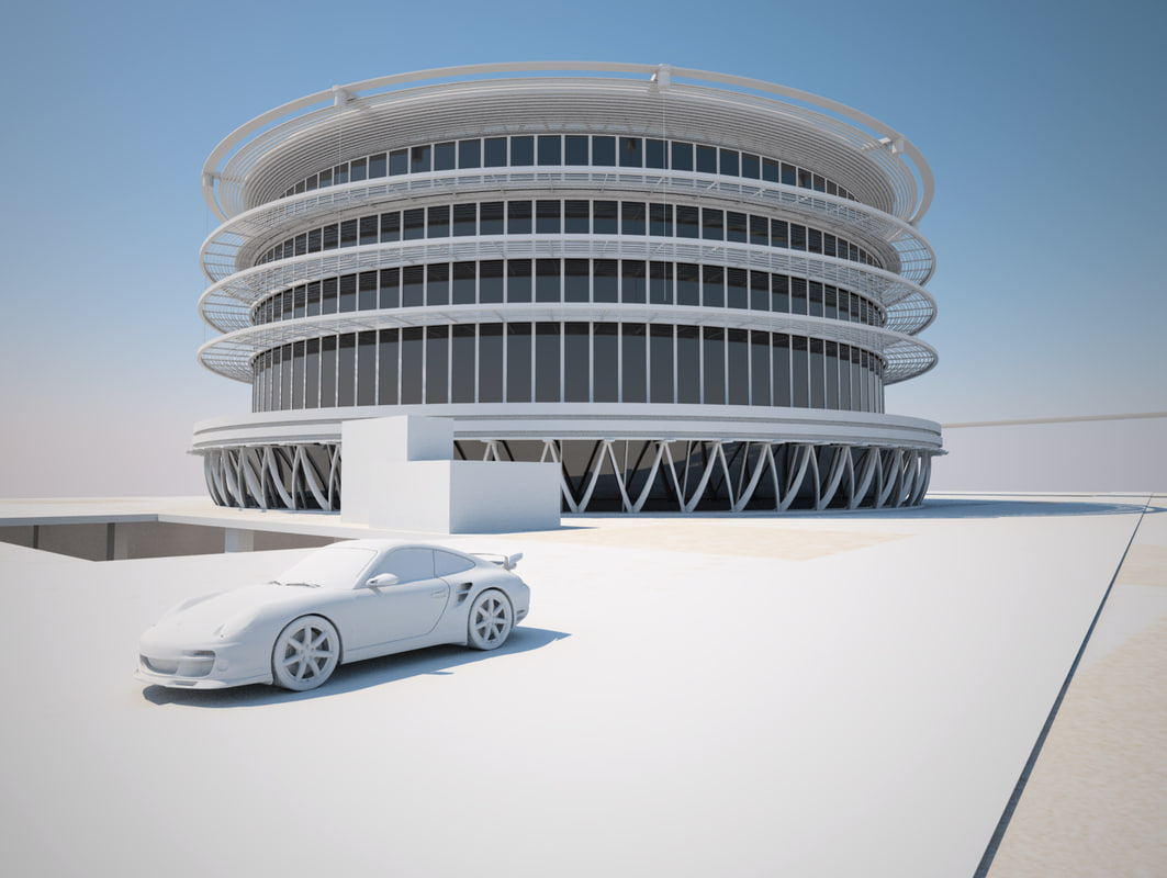 futuristic buildings pack 3d model