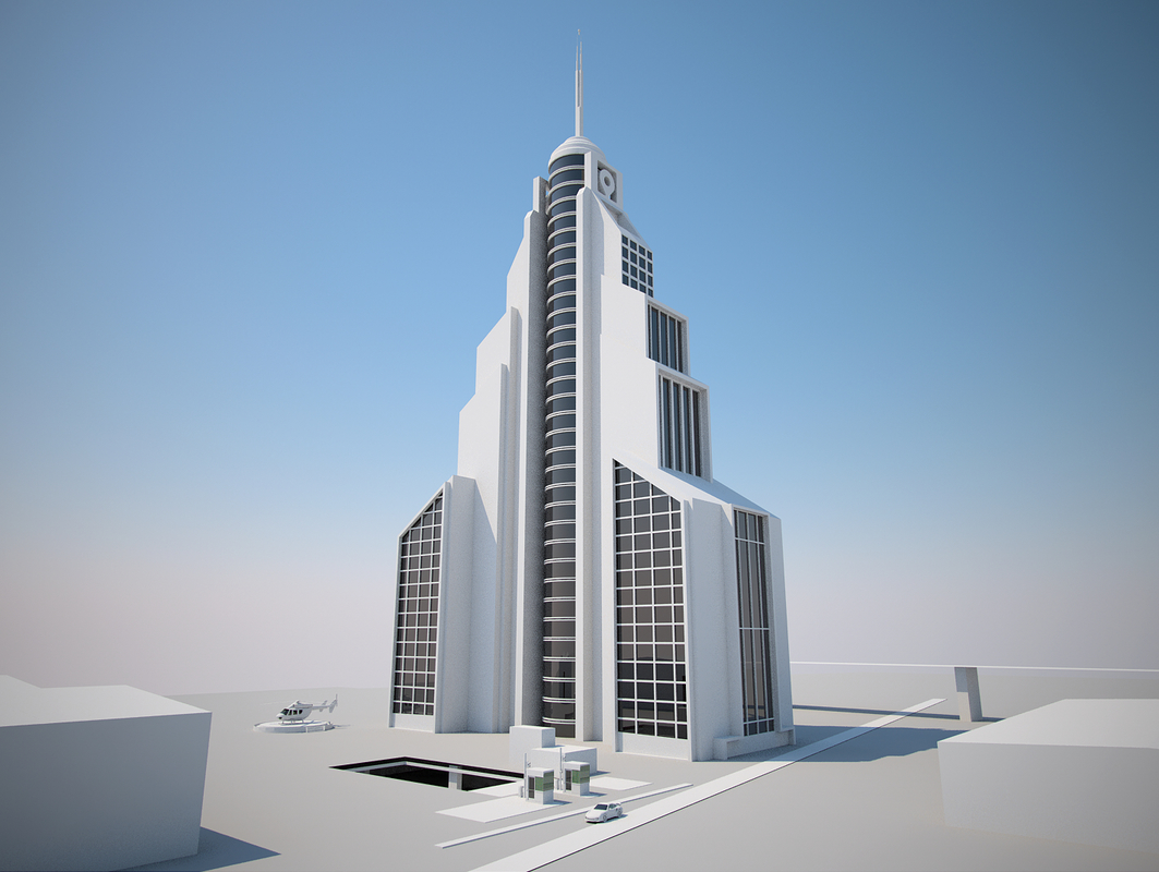 futuristic buildings pack 3d model