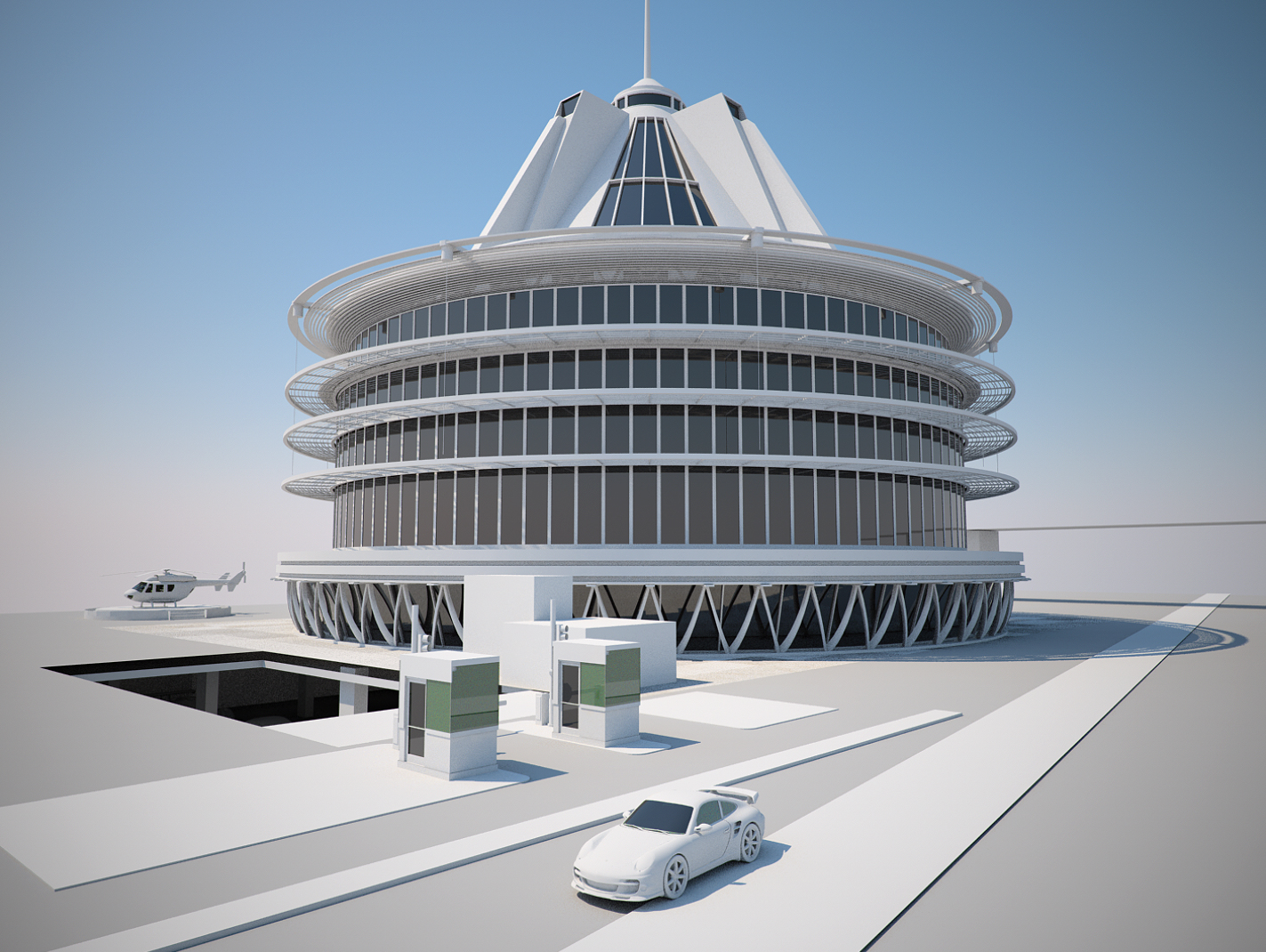futuristic buildings pack 3d model