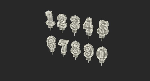 birthday number candles set c4d