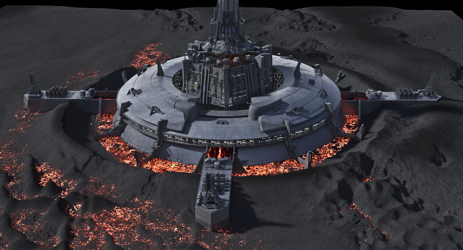 3d alien outpost crater model