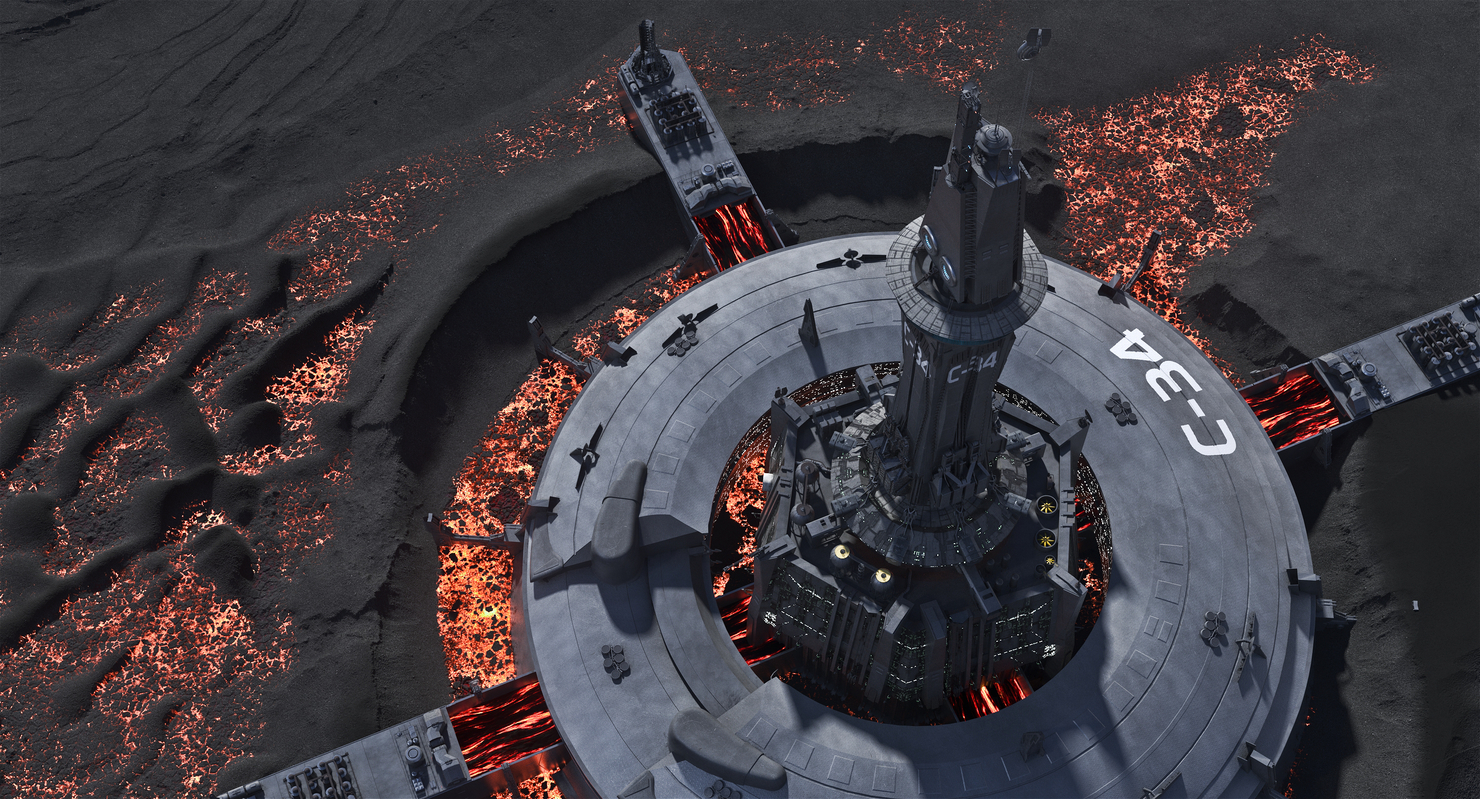 3d alien outpost crater model
