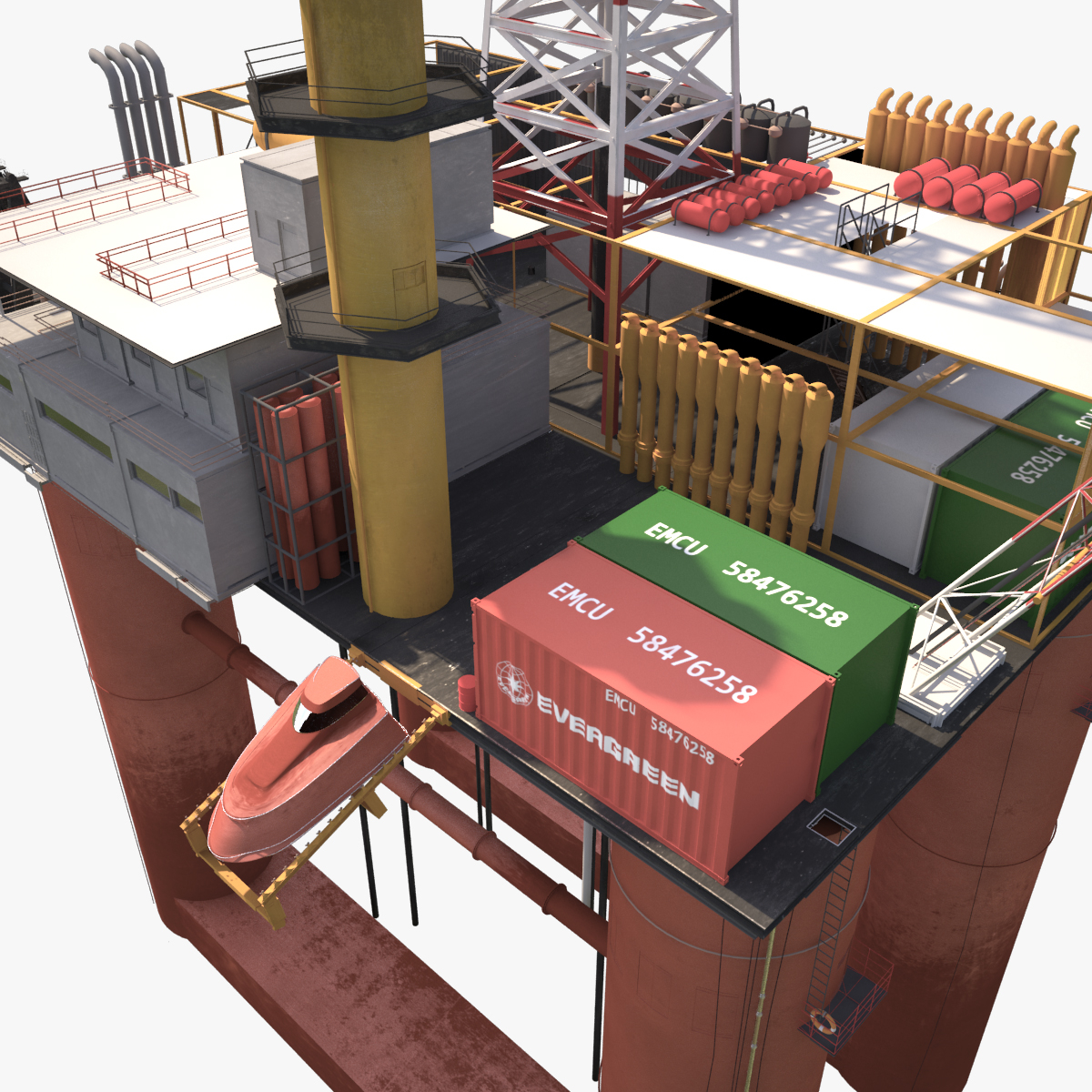 oil rig station 3d model