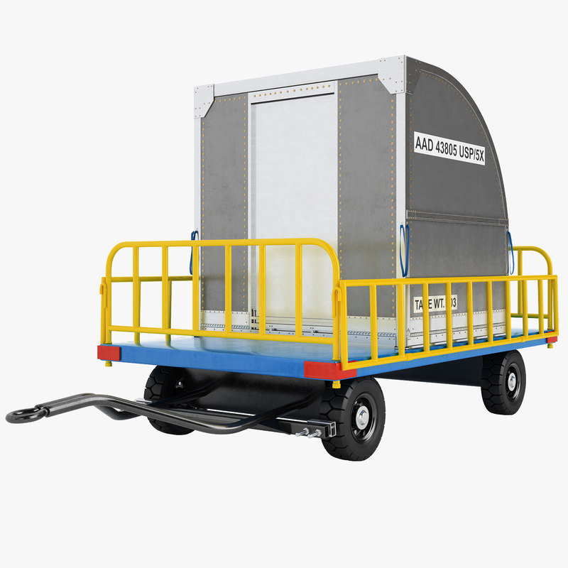 airport luggage trailer 3d model
