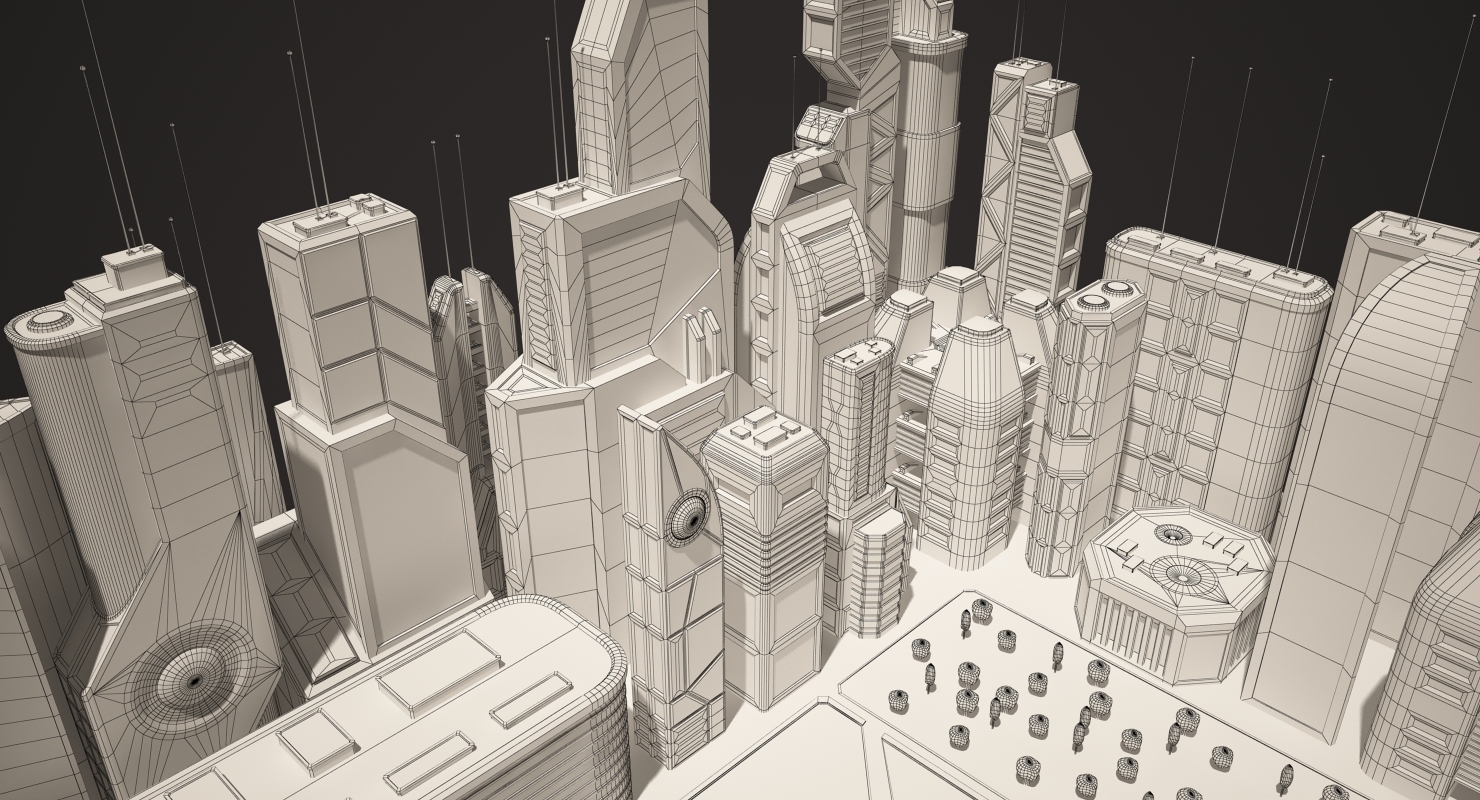 3d future city day futuristic buildings