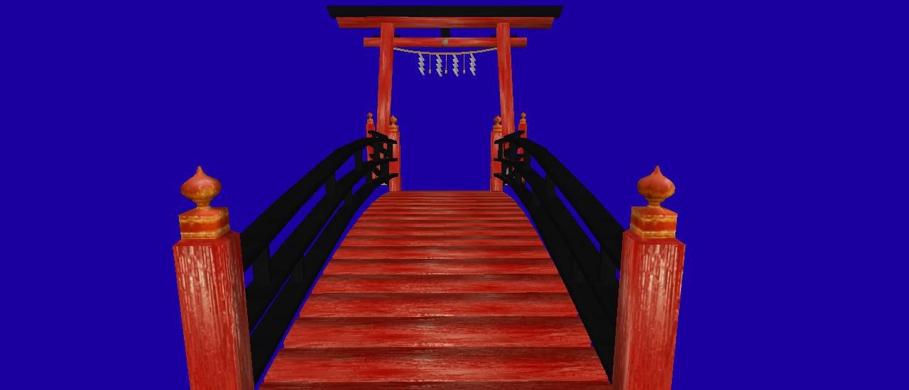 japanese bridge fence torii 3d model